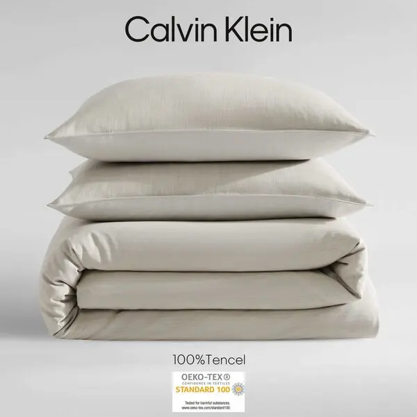 Calvin Klein Reversible 3 Piece Duvet Cover Set - Beige