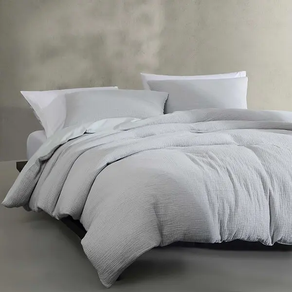 Calvin Klein Washed Texture Cotton Jacquard Duvet Cover Set - Dawn Blue