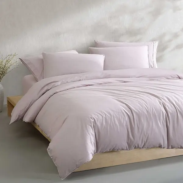 Calvin Klein Washed Percale Cotton 3 Piece Duvet Cover Set - Petal Pink