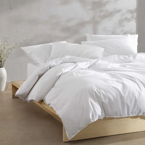 Calvin Klein Washed Percale Cotton 3 Piece Duvet Cover Set - White