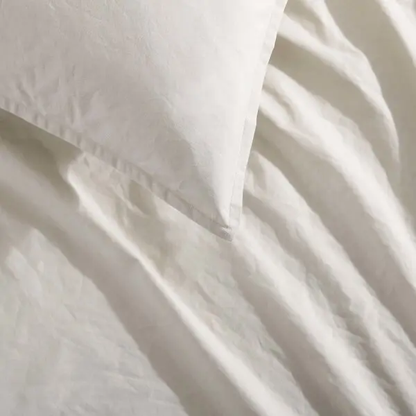 Calvin Klein Washed Percale Cotton 3 Piece Duvet Cover Set - Light Beige