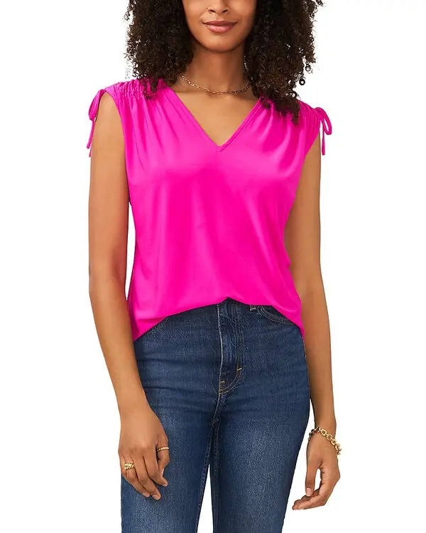Vince Camuto V-neck Shirred Shoulder Top