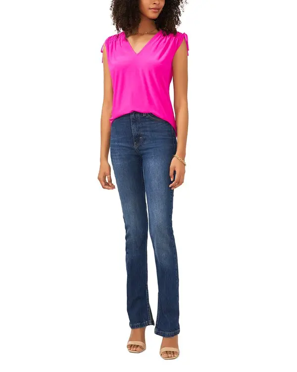 Vince Camuto V-neck Shirred Shoulder Top