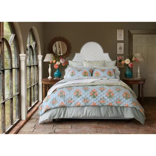 JOHN ROBSHAW Cinde Print Cotton Duvet Cover - Sage