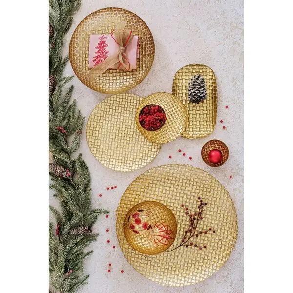 VIETRI Rufolo Glass Basketweave Rectangular Tray