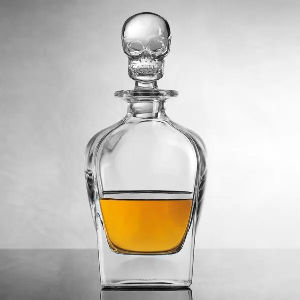 GODINGER Skull Decanter And Set Of 2 Double Old-fashioned Glasses