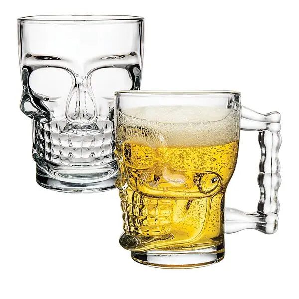 GODINGER Skullary Mugs, Set Of 2 - Clear