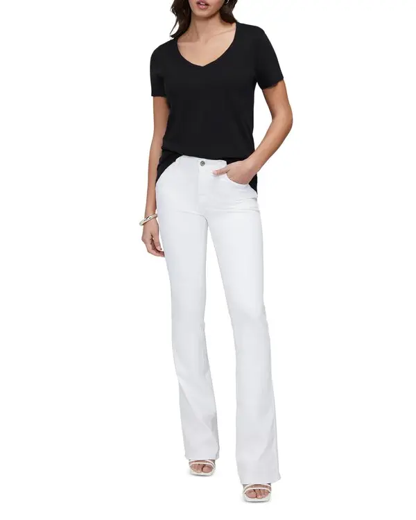 Three Dots Cotton V-neck Tee - Black