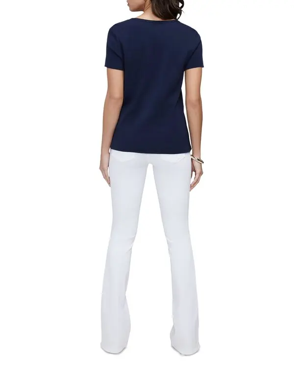 Three Dots Cotton V-neck Tee - Navy