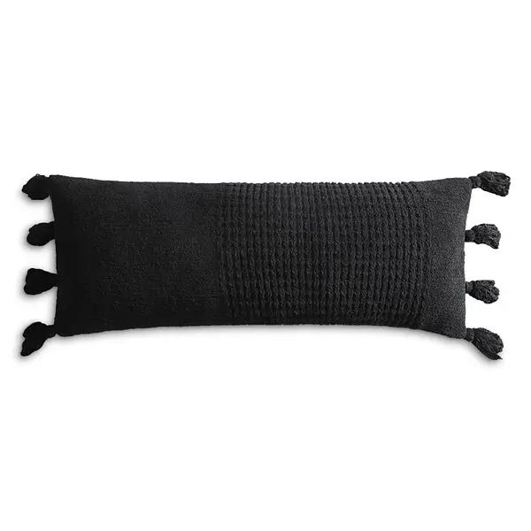 SUNDAY CITIZEN Braided Pom Pom Lumbar Pillow - Black
