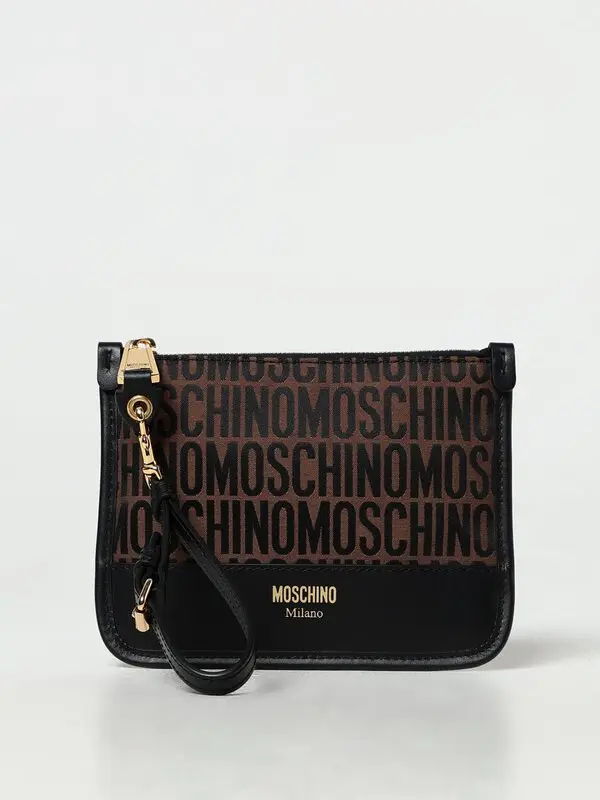 Moschino Monogram Clutch - Brown