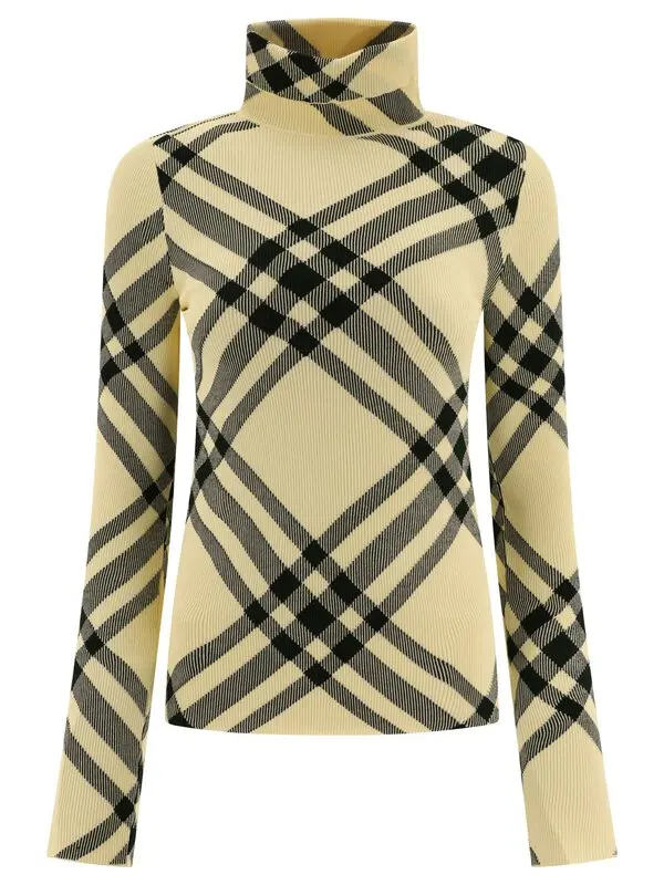 Burberry Check Turtleneck - Beige