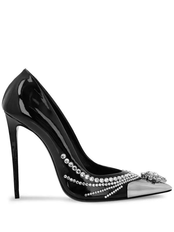 Philipp Plein 105mm Crystal-embellished Patent Leather Pumps