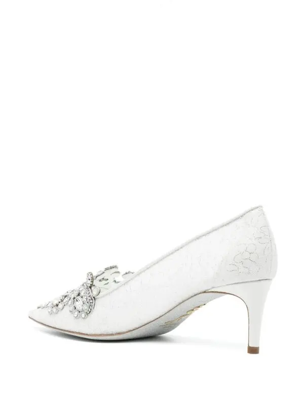 Rene Caovilla Veneziana 60mm Lace Pumps - Silver