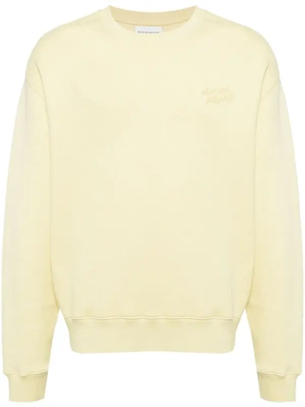 Maison Kitsuné Logo Embroidered Cotton Sweatshirt - Yellow