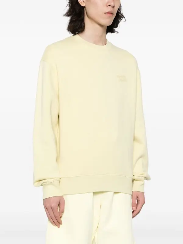 Maison Kitsuné Logo Embroidered Cotton Sweatshirt - Yellow