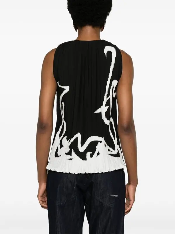 LANVIN Abstract-print Pleated Blouse - Black