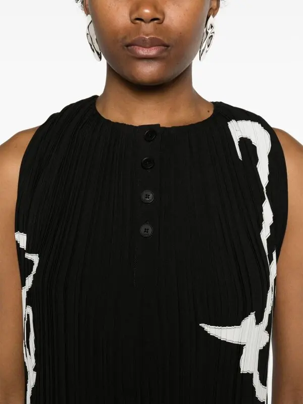 LANVIN Abstract-print Pleated Blouse - Black
