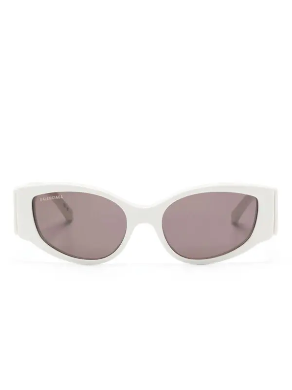 Balenciaga Logo-print Oval Sunglasses - White