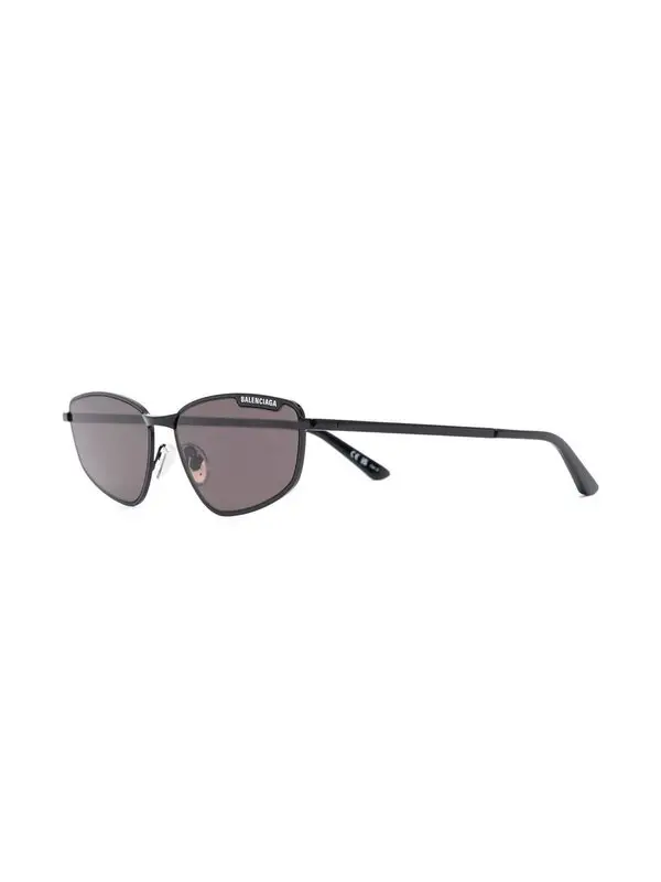 Balenciaga Logo-engraved Rectangle Sunglasses - Black