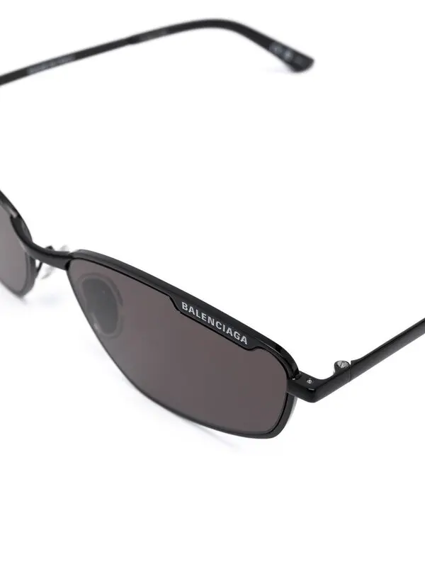 Balenciaga Logo-engraved Rectangle Sunglasses - Black