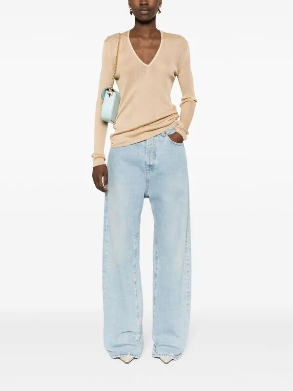 TOM FORD Ribbed V-neck Jumper - Neutrals