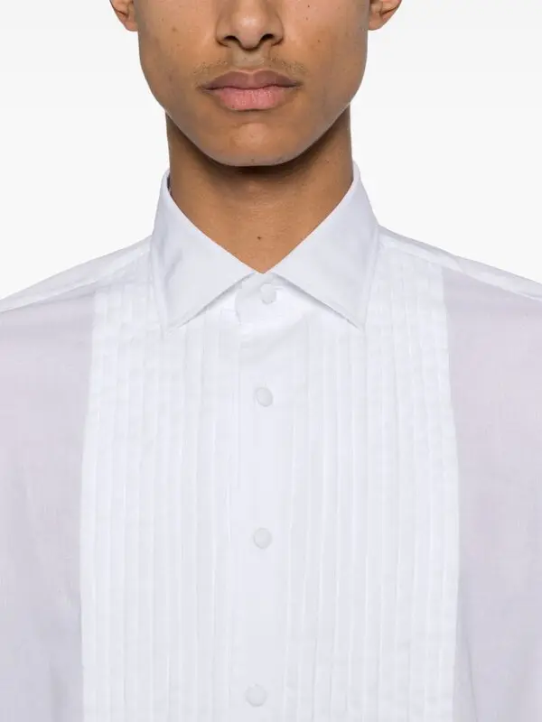 Tagliatore Plissé Poplin Cotton Shirt