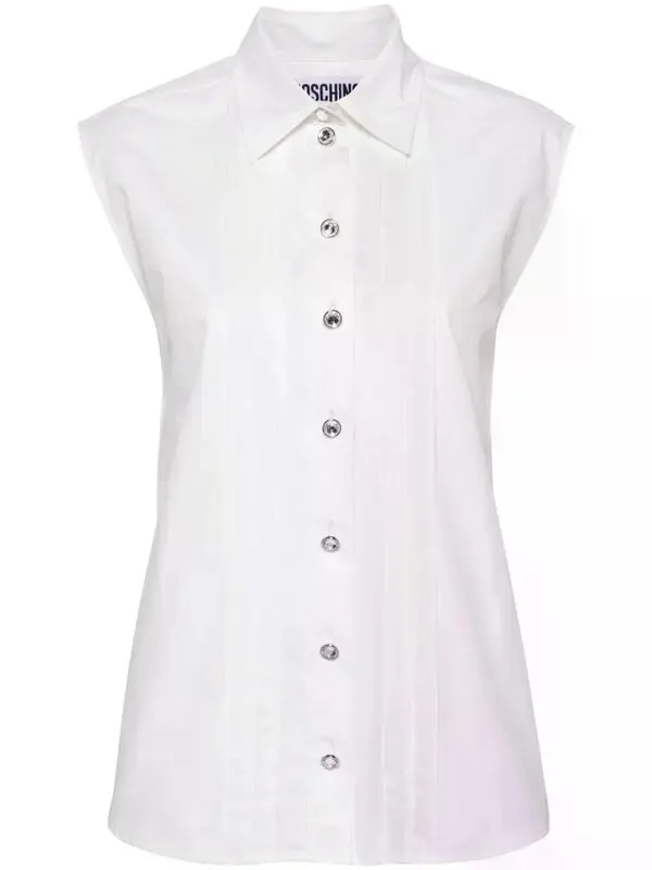Moschino Pintuck Sleeveless Shirt - Neutrals