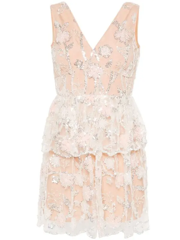 SELF-PORTRAIT Sequined Lace Mini Dress