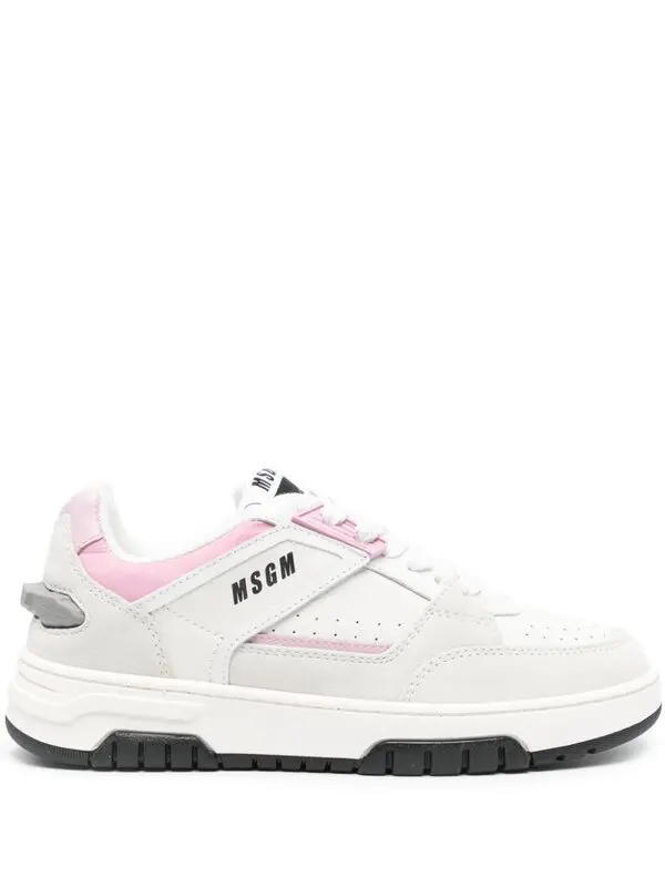 MSGM Logo-print Leather Sneakers - Neutrals
