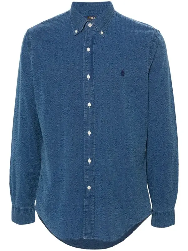 Polo Ralph Lauren Polo Pony-embroidery Seersucker Shirt - Blue