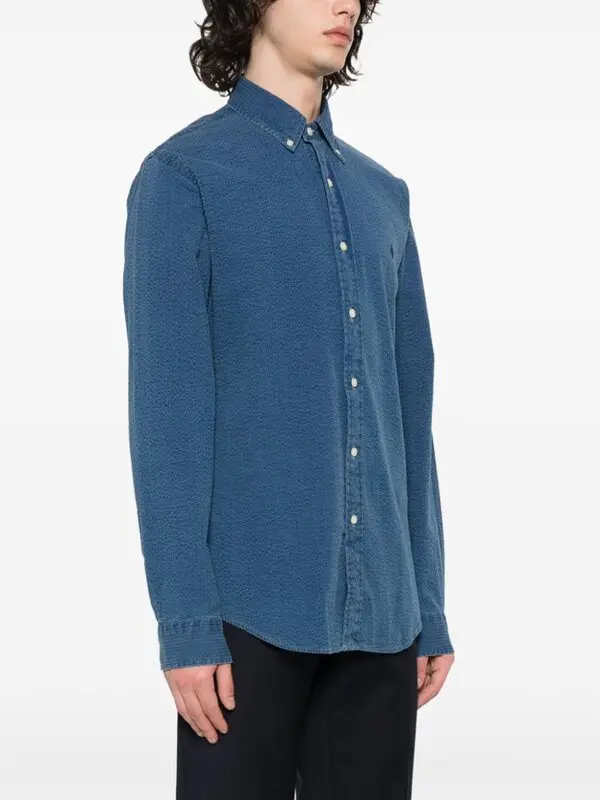 Polo Ralph Lauren Polo Pony-embroidery Seersucker Shirt - Blue