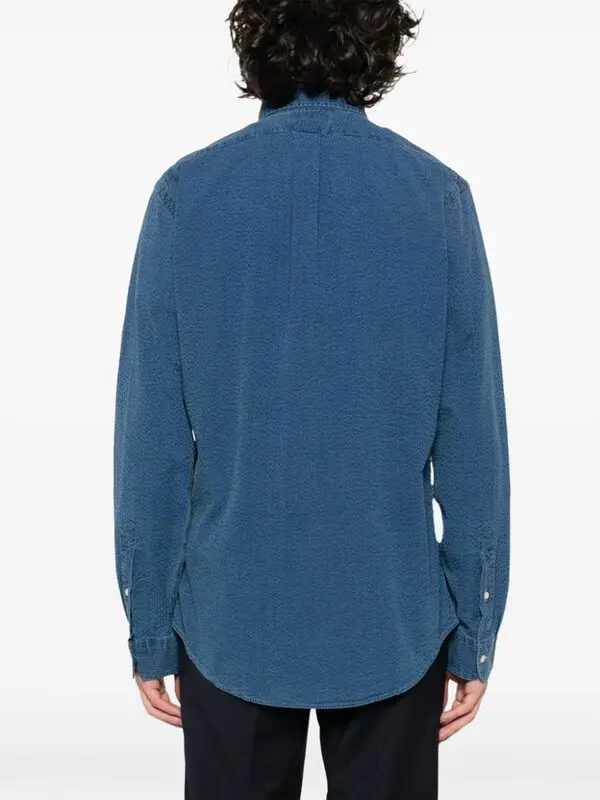 Polo Ralph Lauren Polo Pony-embroidery Seersucker Shirt - Blue