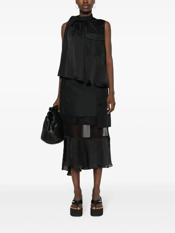 Sacai Asymmetric Panelled Midi Skirt