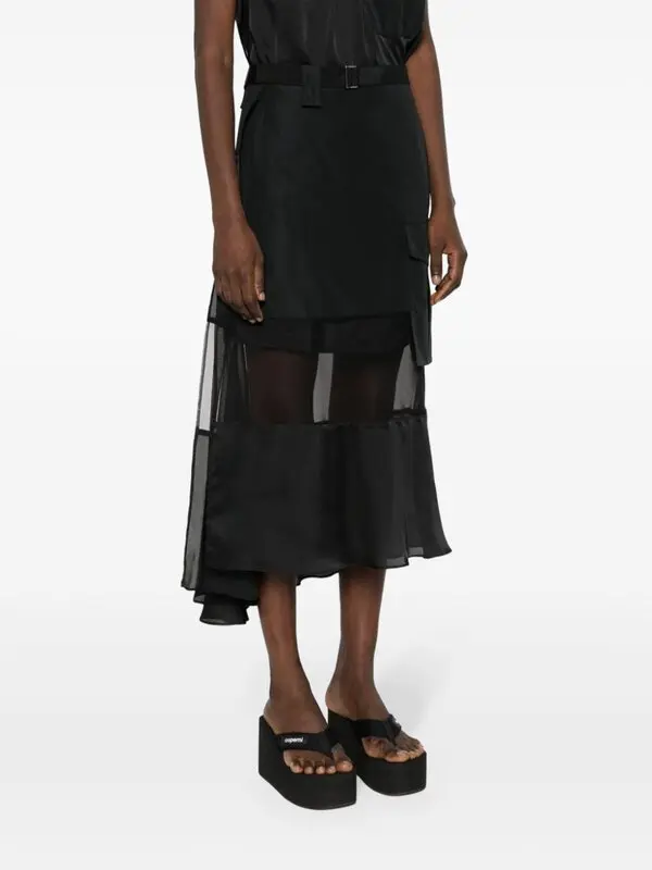 Sacai Asymmetric Panelled Midi Skirt