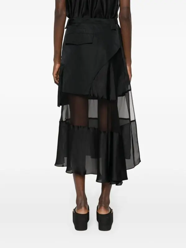 Sacai Asymmetric Panelled Midi Skirt