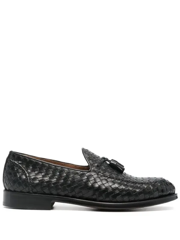 DOUCAL'S Interwoven Leather Loafers - Black