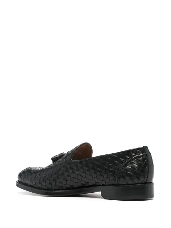 DOUCAL'S Interwoven Leather Loafers - Black