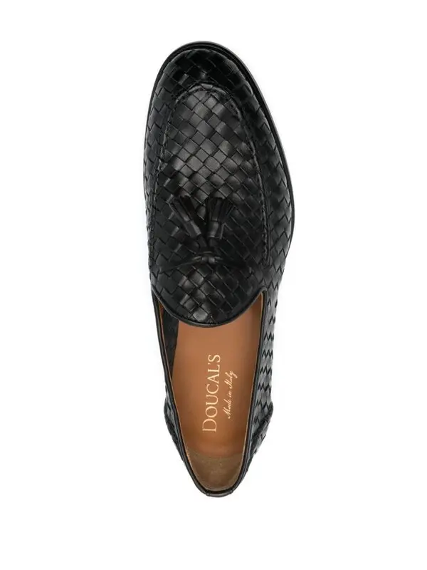 DOUCAL'S Interwoven Leather Loafers - Black