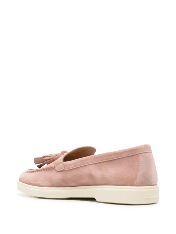 Santoni Tassel Detail Suede Loafers