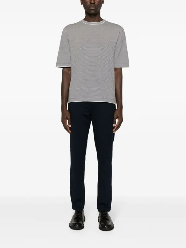 LARDINI Striped Cotton T-shirt - White