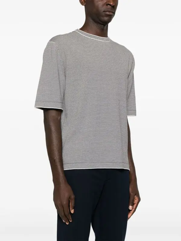 LARDINI Striped Cotton T-shirt - White