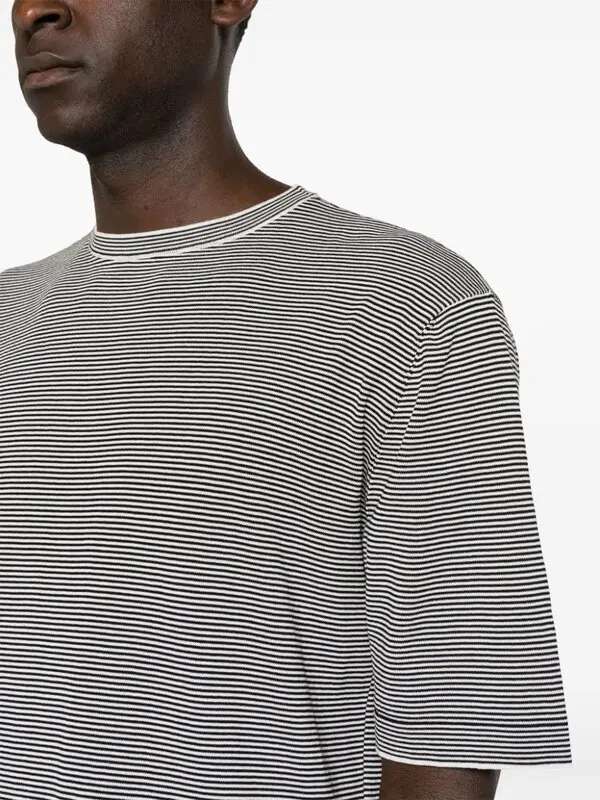 LARDINI Striped Cotton T-shirt - White