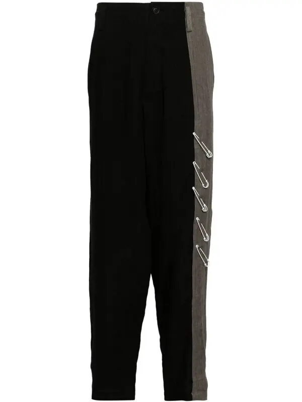 Yohji Yamamoto Two-tone Linen Trousers - Black