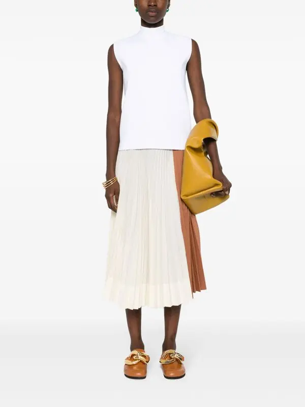 Plan C Fine-knit Mock-neck Top - White