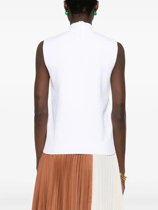 Plan C Fine-knit Mock-neck Top - White