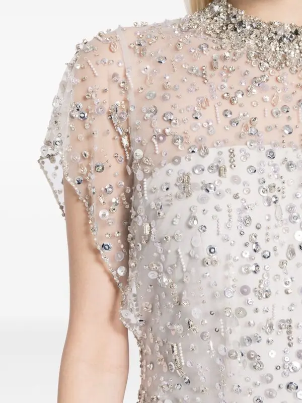 Jenny Packham Crystal Drop Gown - Grey