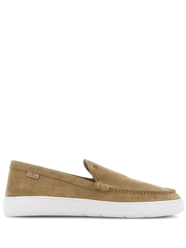 Hogan Almond-toe Suede Loafers - Neutrals