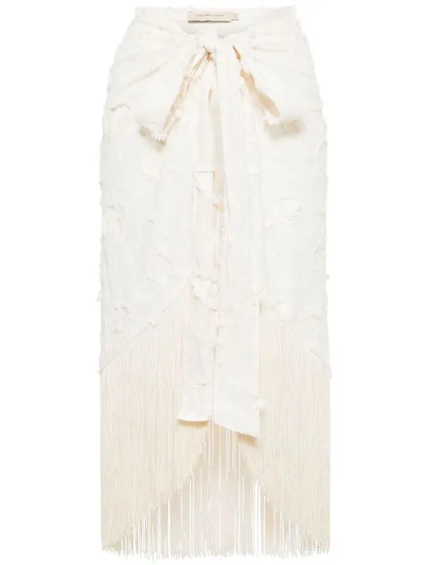 JBQ Vera Fringed Wrap Skirt - Neutrals