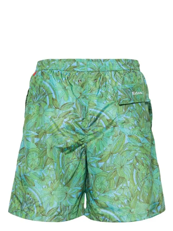 Kiton Logo-embroidered Swim Shorts - Green